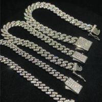 China Custom Moissanite Cuban Link Chain Bracelet Jewelry Sterling Silver Hip Hop For Women for sale