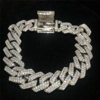 China Custom S925 Silver Moissanite Cuban Link Chain Miami Bracelet Iced Out Jewelry for sale