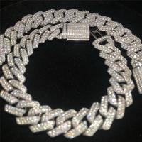 China Custom S925 Silver Moissanite Cuban Link Chain Miami Bracelet Iced Out Jewelry for sale