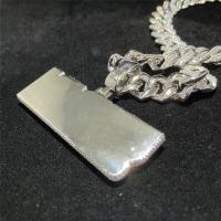 China 925 silver  iced out cuban link chain Custom logo pendant hiphop jewelry for Rap star for sale