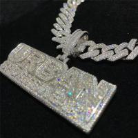 China 925 silver  iced out cuban link chain Custom logo pendant hiphop jewelry for Rap star for sale
