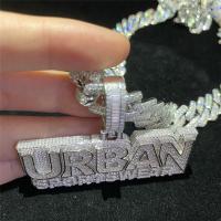 China 925 silver  iced out cuban link chain Custom logo pendant hiphop jewelry for Rap star for sale