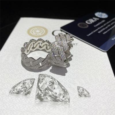 China Silver Moissanite Eternity Ring Cuban Link Chai Band Cut 18K Gold Claw Setting for sale