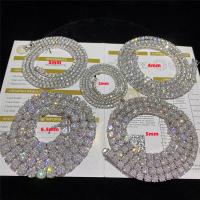 China VVS Moissanites Tennis Diamond Necklace Hip Hop 925 Sterling Silver 2mm 3mm 5mm 6.5mm for sale