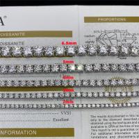 China VVS Moissanites Tennis Diamond Necklace Hip Hop 925 Sterling Silver 2mm 3mm 5mm 6.5mm for sale