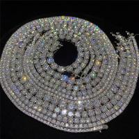 China VVS Moissanites Tennis Diamond Necklace Hip Hop 925 Sterling Silver 2mm 3mm 5mm 6.5mm for sale
