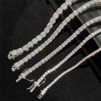 China VVS Moissanites Tennis Diamond Necklace Hip Hop 925 Sterling Silver 2mm 3mm 5mm 6.5mm for sale