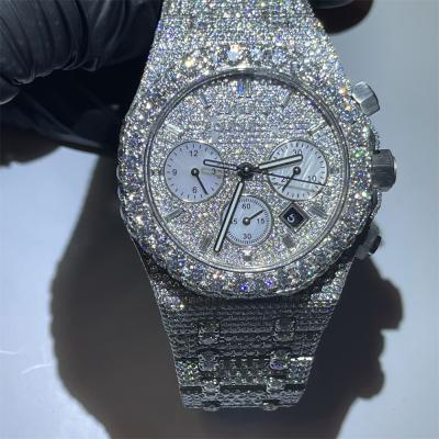 China Custom VVS Lab Moissanite Diamond Watch Iced Out Hand Setting Bezel for sale