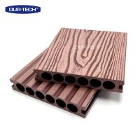 China Outdoor WPC Decking with 3D Embossed Finish 100% Waterproof and Anti-Slip Textured Surface for sale