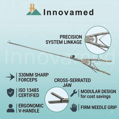 China STORZ 330MM STAINLESS STEEL LAPAROSCOPIC EQUIPMENT V SHAPE SURGERY NEEDLE HOLDER for sale