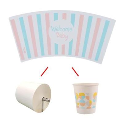 China die cut printed paper cup fan with different pattern and OEM brand for sale