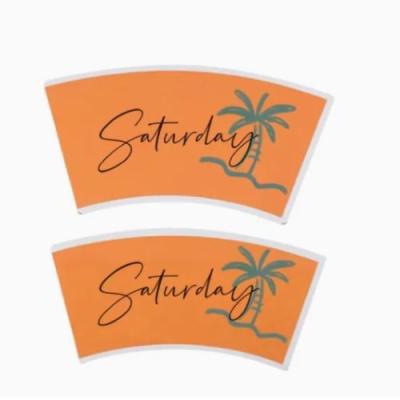China Biodegradable Paper Cup Fan Raw Material Double PLA Coated Printed White Paper Cup Fan High Quality Paper Fans for Cups for sale