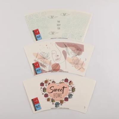 China Recyclable Paper Cups Fan Suppliers Custom Printed Single Double PE Coated Paper Ice Cream Cup Fan for sale