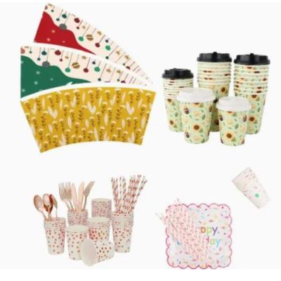 China Beverage Tae Coffee Cup Fan Single Double Side 180-350GSM PE PLA Coated Paper Cup Fan for sale