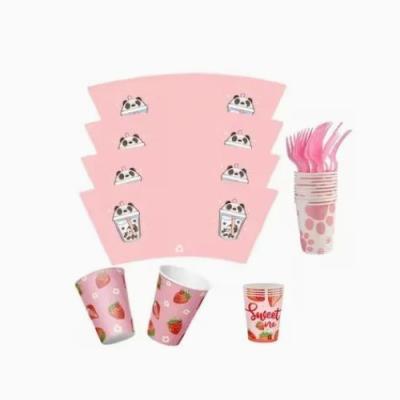 China FSC Biodegradable Paper Cup Fan Raw Material Double PE PLA Coated Printed White Paper Cup Fan High Quality Paper Fans for Cups for sale