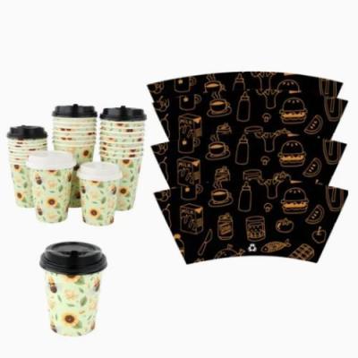 China Hot Sale Eco-friendly Oilproof Printed Disposable Paper Cup PE PLA Coated Paper Cup Fan for sale