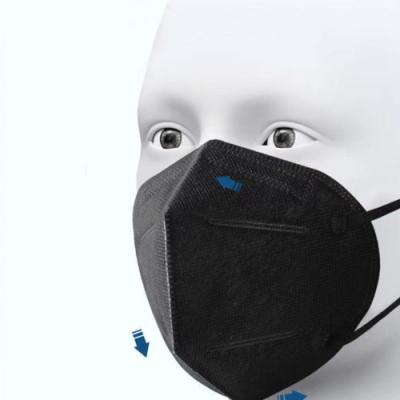 China Black Disposable Valveless Activated Carbon Mask Non Woven Kn95 Respirator Masks 8g for sale