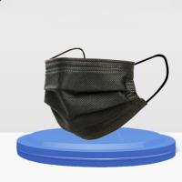 China Adult Black Nonwoven Disposable Flat Mask Three Ply Face Mask Earband 17.5*9.5 for sale