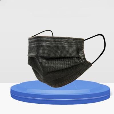 China Adult Black Nonwoven Disposable Flat Mask Three Ply Face Mask Earband 17.5*9.5 for sale