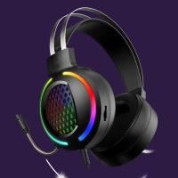 China Headphone with Built-in Cable USB Wired HIFI 7.1 Speaker Microphone Gaming RGB Headset for sale