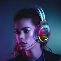 China Headphone with Built-in Cable USB Wired HIFI 7.1 Speaker Microphone Gaming RGB Headset for sale