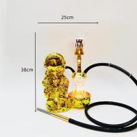 China Resin 38CM Hookah Design Gold White Aluminum 1 Hose Shisha with LED Light for sale