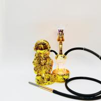 China Resin 38CM Hookah Design Gold White Aluminum 1 Hose Shisha with LED Light for sale