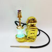 China Resin 38CM Hookah Design Gold White Aluminum 1 Hose Shisha with LED Light for sale
