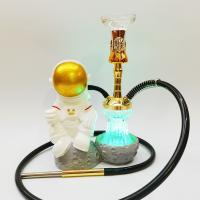 China Resin 38CM Hookah Design Gold White Aluminum 1 Hose Shisha with LED Light for sale