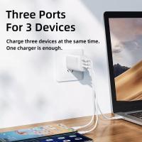 China 65W GaN 3 Ports USB Type-c Travel Adapter for High Speed Charging of Multiple Devices for sale