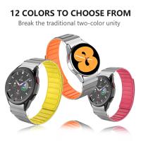 China 22mm SamSung Watch 4 Magnetic Leather Band Strap with Dual Color Rotating and Nylon for sale