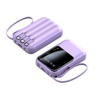 China Socket Standard 10000mAh Mini Power Bank LED Display Power Charger with 4 Cables for sale