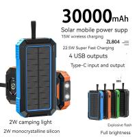 China 15W Output Power Private Mold Wireless Charging Solar Power Bank for iPhone 30000mAh for sale