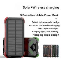 China Wireless 15W/USB 22.5W Output Solar Power Bank 20000mAh for Cell Phones Smartphones for sale