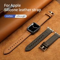 China 22mm Silicone Leather Watch Strap for iWatch Series 6 5 4 3 2 1 SE Luxury and Durable for sale