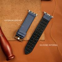 China 22mm Silicone Leather Watch Strap for iWatch Series 6 5 4 3 2 1 SE Luxury and Durable for sale