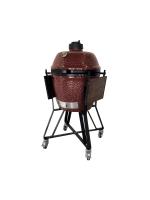 China Glossy Deep Red 20 Inch Kamado Grill Heat Resistance Ceramic Charcoal Grills for sale