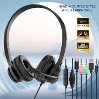 China JTY-1225 Head mounted wired headphones with microphone, desktop laptop, online learning, office, customer service, call headset 3.5mm/Type-C/USB plug, supporting OEM/ODM customization service for sale