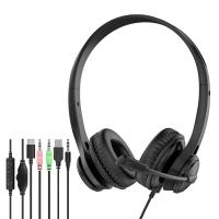China JTY-1225 Head mounted wired headphones with microphone, desktop laptop, online learning, office, customer service, call headset 3.5mm/Type-C/USB plug, supporting OEM/ODM customization service for sale