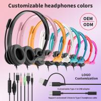 China JTY-1225 Head mounted wired headphones with microphone, desktop laptop, online learning, office, customer service, call headset 3.5mm/Type-C/USB plug, supporting OEM/ODM customization service for sale