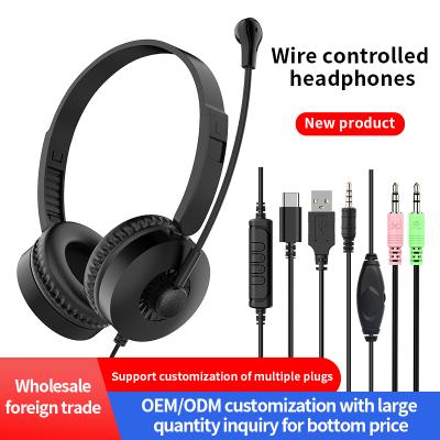 China JTY- K3 Head mounted wired headphones with microphone and wired control USB/Type-C/3.5mm multi interface online course learning, customer service, computer headset support OEM/ODM customized products for sale