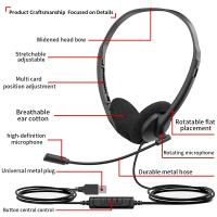 China Lightweight wired telephone headset with ENC noise‑cancelling flexible boom microphone. Supports USB, Type‑C & 3.5mm jack, perfect for call centers, remote work, online meetings and classes，OEM & ODM for sale
