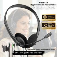 China Lightweight wired telephone headset with ENC noise‑cancelling flexible boom microphone. Supports USB, Type‑C & 3.5mm jack, perfect for call centers, remote work, online meetings and classes，OEM & ODM for sale