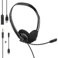 China Lightweight wired telephone headset with ENC noise‑cancelling flexible boom microphone. Supports USB, Type‑C & 3.5mm jack, perfect for call centers, remote work, online meetings and classes，OEM & ODM for sale