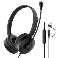 China JTY- K3 Head mounted wired headphones with microphone and wired control USB/Type-C/3.5mm multi interface online course learning, customer service, computer headset support OEM/ODM customized products for sale