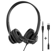China JTY-1225 Head mounted wired headphones with microphone, desktop laptop, online learning, office, customer service, call headset 3.5mm/Type-C/USB plug, supporting OEM/ODM customization service for sale