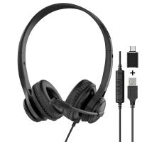 China JTY-1225 Head mounted wired headphones with microphone, desktop laptop, online learning, office, customer service, call headset 3.5mm/Type-C/USB plug, supporting OEM/ODM customization service for sale