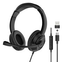 China JTY-1026Wired Call Center Headset with  Microphone, 3.5mm/USB/Type‑C Multi‑Interface Over‑Ear Headphone, Volume Control Wired Headset for Office Conference Online Class Home Work,OEM/ODM customization for sale