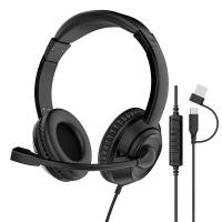 China JTY-1026Wired Call Center Headset with  Microphone, 3.5mm/USB/Type‑C Multi‑Interface Over‑Ear Headphone, Volume Control Wired Headset for Office Conference Online Class Home Work,OEM/ODM customization for sale