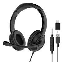 China JTY-1026Wired Call Center Headset with  Microphone, 3.5mm/USB/Type‑C Multi‑Interface Over‑Ear Headphone, Volume Control Wired Headset for Office Conference Online Class Home Work,OEM/ODM customization for sale